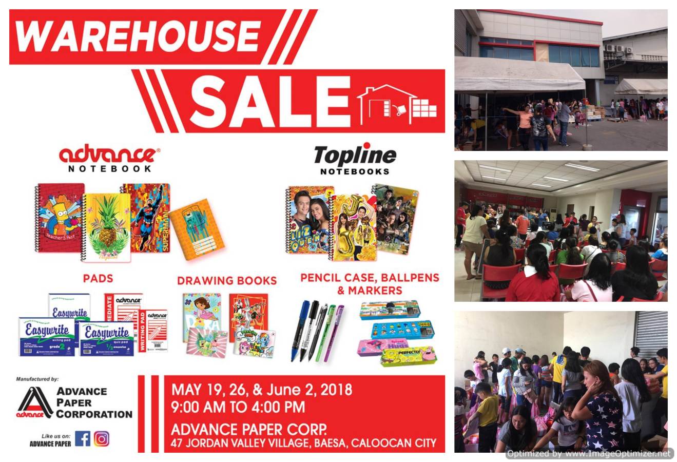 Advance Paper Warehouse Sale – May 26, June 2 and 9, 2018 – PROUD KURIPOT