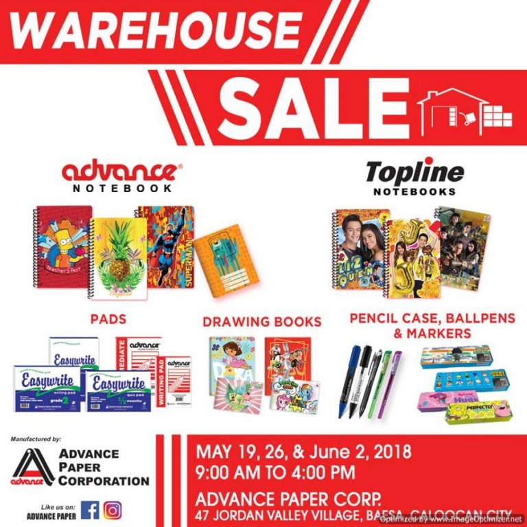 Advance Paper Warehouse Sale – May 26, June 2 and 9, 2018 – PROUD KURIPOT
