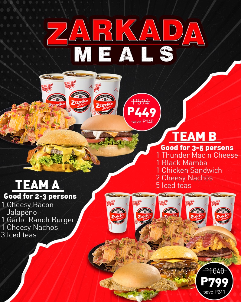 Zark's Burgers Zarkada Meals, Freebies, Free Delivery and More!
